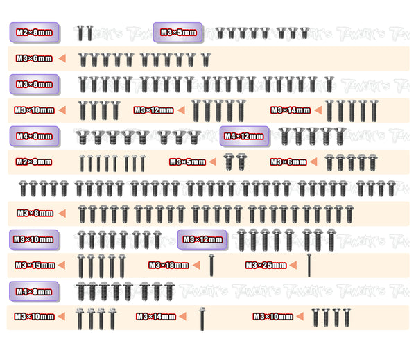 TSSU-IF18-3 64 Titanium Screw set ( UFO Head ) 183pcs.( For Infinity – T-Work's Products
