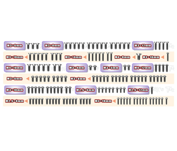 TSSU-GR-NITRO 64 Titanium Screw set ( UFO Head ) 139pcs. ( For Gimar r ...