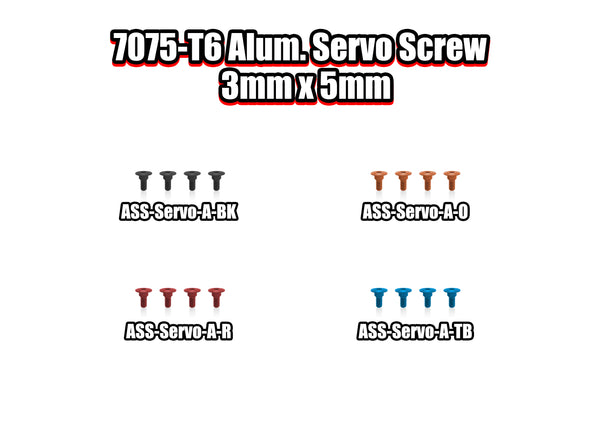 ASS-Servo-A 7075-T6 Alum. Servo Screw 3x5mm ( 4 colors ) 4pcs. – T-Work ...