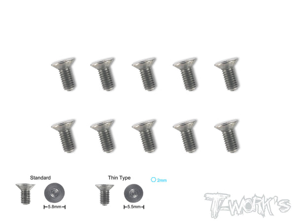 TSS-TC 3mm x 6/8/10mm 64 Titanium Thin Type Hex. Countersink Screw 10p ...